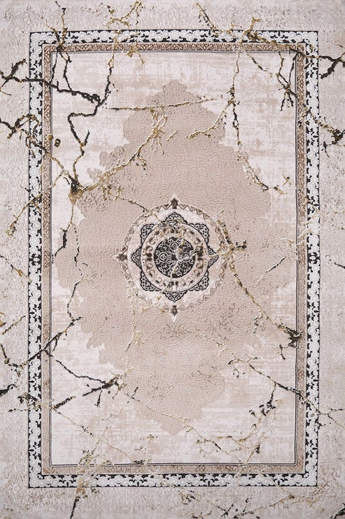 Ruby Marble Cream & Gold Rug – Abode Furniture