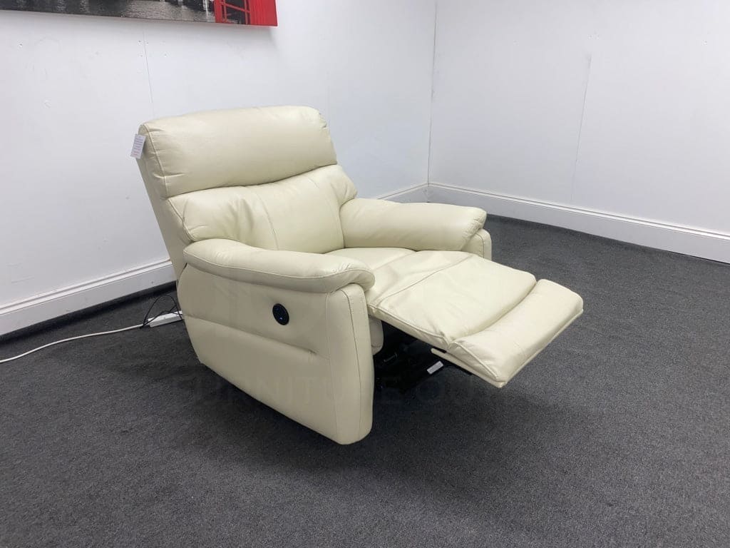 DFS Ivory / Cream Milano Leather Electric / Power Reclining Armchair S ...