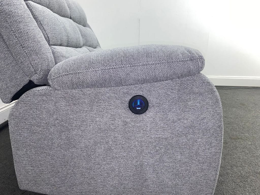 "Lewson" Electric / Power Reclining Grey Fleck Fabric Sofa Set - USB C ...