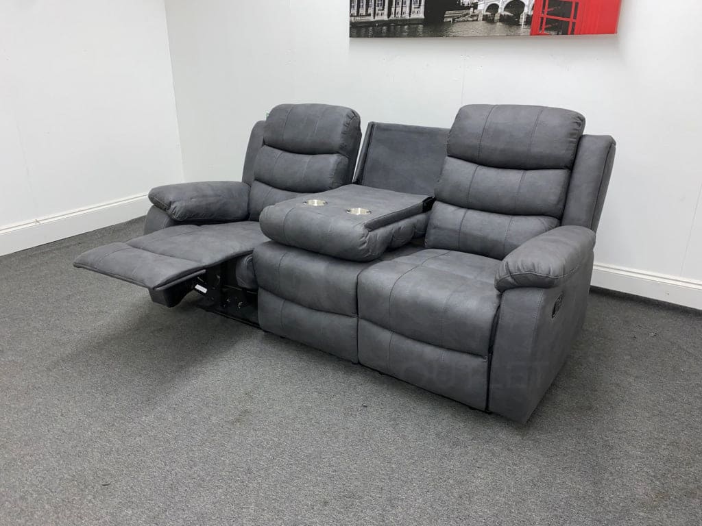 Willow Express Charcoal Grey Fabric Reclining 3 Seater Sofa With Fold ...